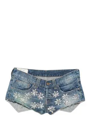 DONDUP Embellished Denim Shorts - Blue