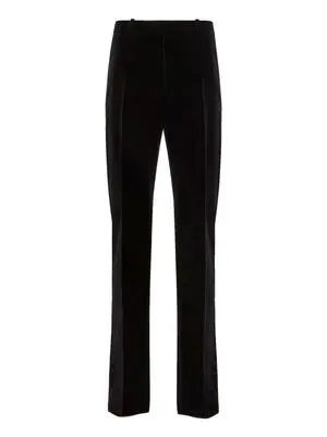 FERRAGAMO Pressed Crease Velvet Straight-leg Trousers - Black