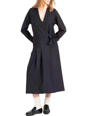 SOCIETE ANONYME Pleated Wrap Midi Dress - Blue