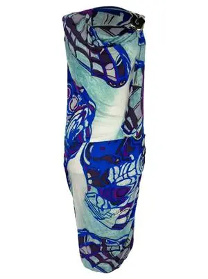 Emilio Pucci Printed Brooch-detail Midi Dress - Blue