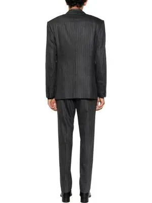 TOM FORD Pinstripe-pattern Buttoned Suit - Grey