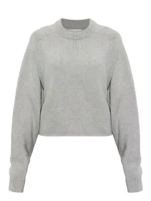 LISA YANG Cashmere Ribbed Crew Neck Sweater - Grey