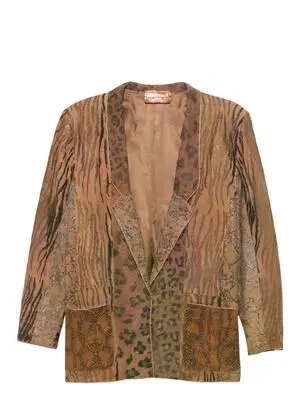 Roberto Cavalli 1980s Animal-print Patchwork Jacket - Brown