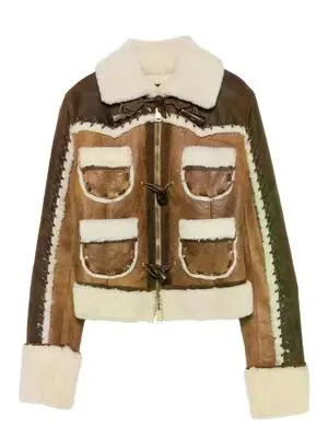 Dsquared2 Leather Toggle Jacket - Brown