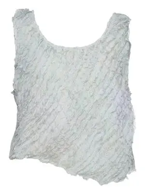 MULLER OF YOSHIOKUBO Ruffled Lace-trim Sleeveless Top - Blue