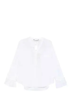Max Mara Cotton V-neck Ruffled Cuff Shirt - White