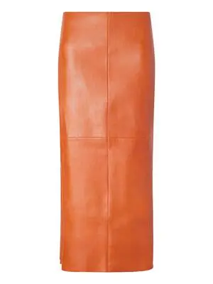 Stouls Winona Leather Midi Skirt - Orange