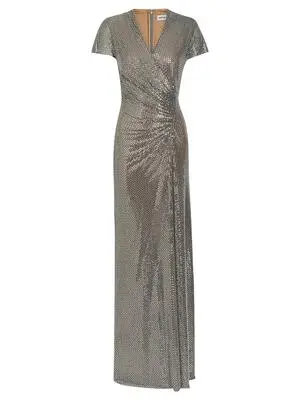 SELF-PORTRAIT Rhinestone Embellished Maxi Dress - Grey