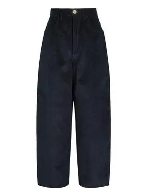 RÓHE Berber Barrel-leg Corduroy Trousers - Black