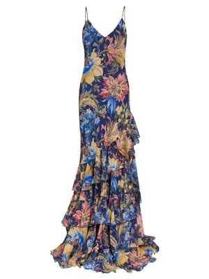 Etro Floral-print Chiffon Maxi Dress - Multicoloured