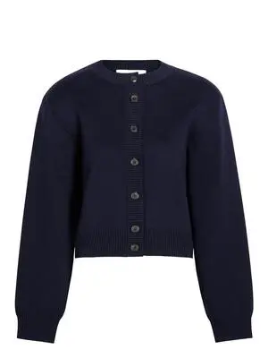 RÓHE Rohé Stretch-wool Cardigan With Padded Shoulders - Navy