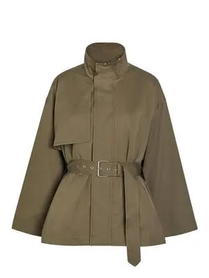 FRAME Belted Cotton Trench Jacket - Green