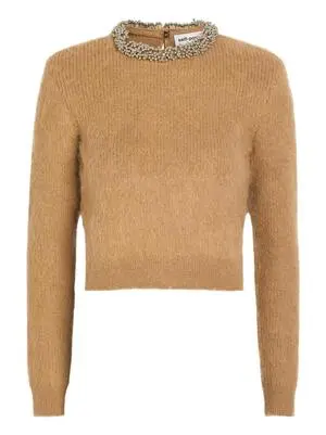 SELF-PORTRAIT Beaded Embellished Knit Jumper - Brown