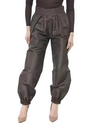 SUPER BLOND Pleated Silk-organza Trousers - Brown