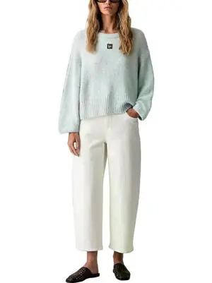 American Vintage Logo Patch Ribbed Trim Sweater - Blue