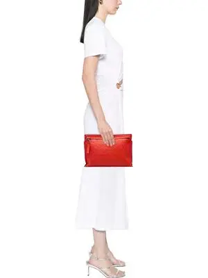 Loewe 2017 Embossed Calfskin Anagram Repeat T Pouch Clutch Bag - Red
