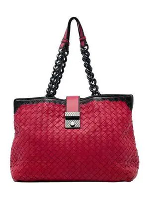 Bottega Veneta Nappa Intrecciato Karung Glass Tote Bag - Red