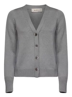 BLANCA VITA Virgin Wool V-neck Cardigan - Grey