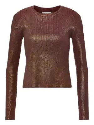 MAISON MARGIELA Foiled Ribbed Long Sleeve T-shirt - Brown