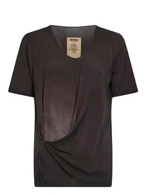 UMA WANG Asymmetric Draped T-shirt - Brown