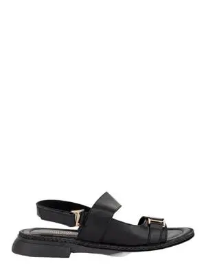 SERGIO MORETTI FIRENZE Buckle Detail Slingback Sandals - Black