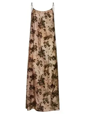 UMA WANG Anaya Floral Pattern Flared Maxi Dress - Brown