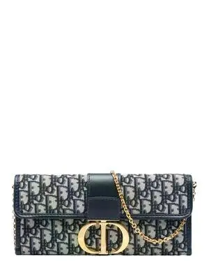 Dior Oblique Canvas 30 Montaigne Clutch With Chain Crossbody Bag - Blue