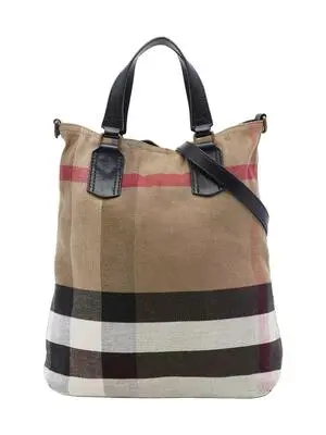 Burberry Check Canvas Satchel With Pouch - Brown