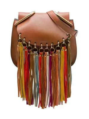 Chloé Small Calfskin Hudson Fringe Crossbody Bag - Brown