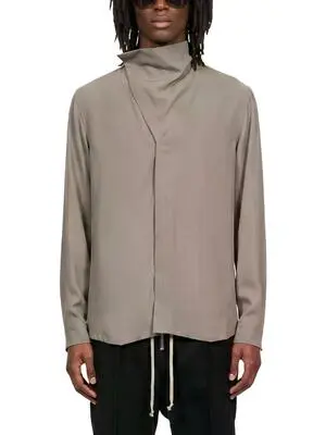 Rick Owens Asymmetric-front Long-sleeve Shirt - Grey