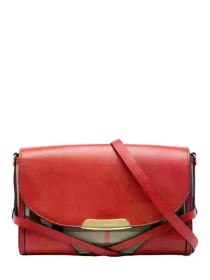Burberry Leather And House Check Canvas Crossbody Bag - Brown