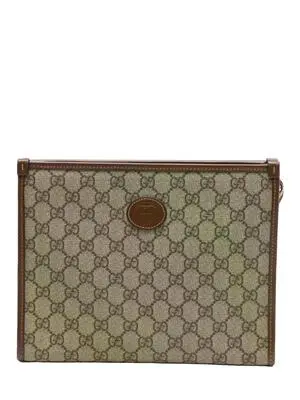 Gucci Gg Supreme Retro Interlocking G Clutch Bag - Neutrals