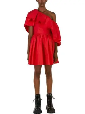 Alexander McQueen Off-shoulder Ruffled Minidress - Red