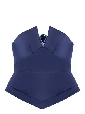 NOCTURNE Strapless Sculpted Bustier Top - Blue