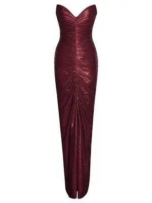 MISS CIRCLE NEW YORK Sable Ruched Glitter Mermaid Gown - Red