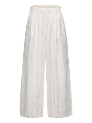 NUAJE NUAJE Rhea Wide Leg Linen Pant In Stripe - White
