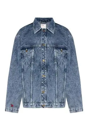 PCFG Washed Denim Jacket With Metal Button Detail - Blue