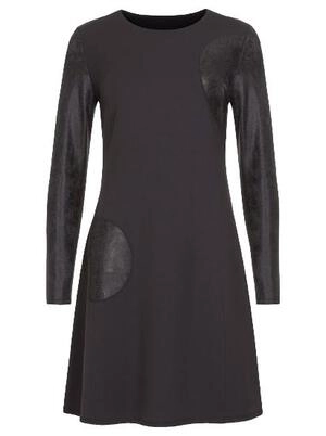 CONQUISTA Long Sleeve Dress With Printed Leather Detail - Grey