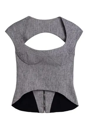 NOCTURNE Open-back Tailored Top - Grey