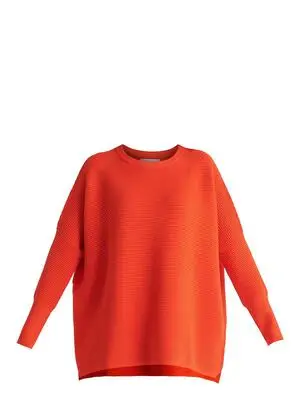 PAISIE Ribbed Crew Neck Jumper - Red