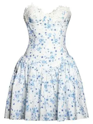 MISS CIRCLE NEW YORK Floral Print Linen Mini Dress - Blue