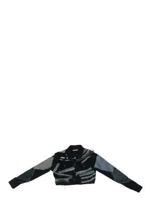 ZASTASTUDIO Deconstructed Denim Crop Jacket - Black/blue