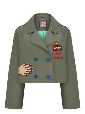 KING NAKED Vox Veil Embroidered Trenchcoat - Green