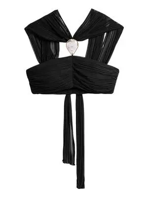 NOCTURNE Strapless Draped Bustier Top - Black