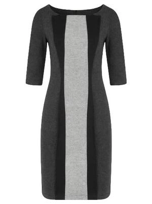 CONQUISTA Felt Style Fabric Elbow Sleeve Dress - Grey