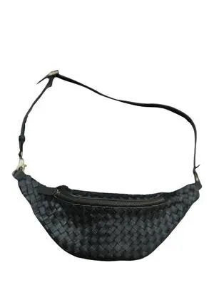 Pink Haley Makayla Handwoven Leather Fanny Pack - Black