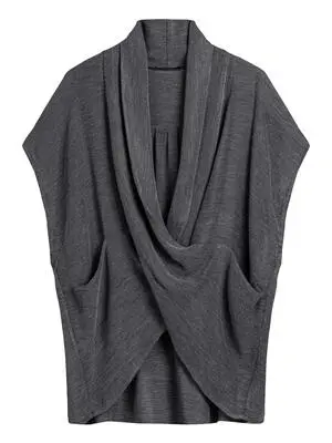 NOCTURNE Draped Wrap Blouse With Metal Detail - Grey