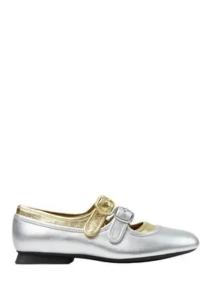 Camper Casi Myra Buckle Ballet Flats - Silver