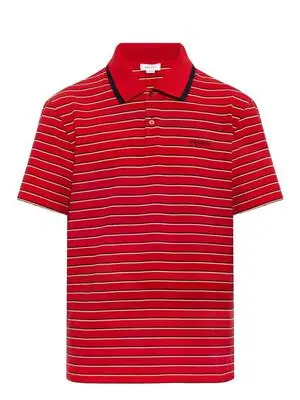 Alexander McQueen Striped Cotton Polo Shirt - Red