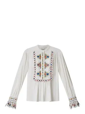 ETOILE Monique Embroidered Blouse - Ecru